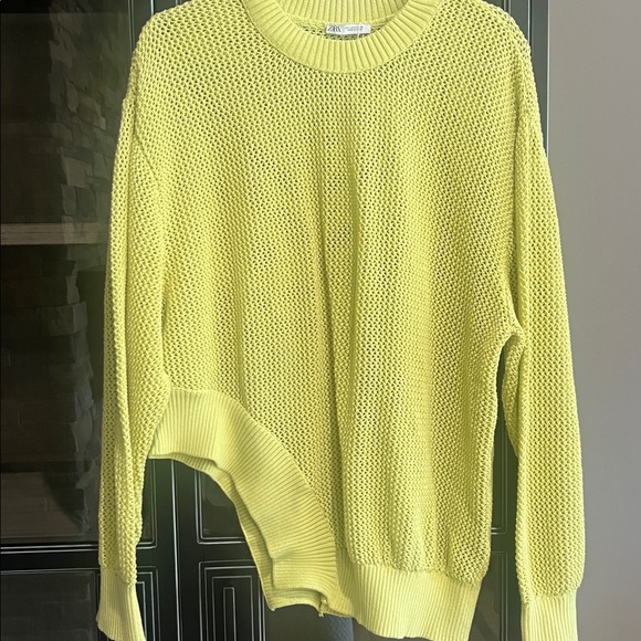 Zara | Sweaters | Zara Lime Mesh Knit Top | Poshmark